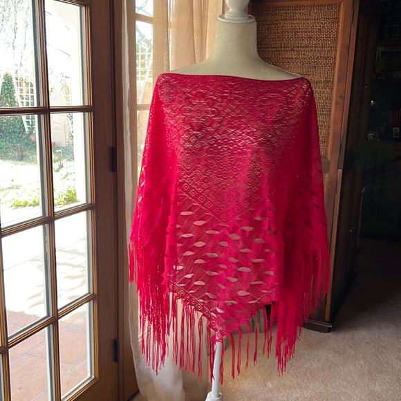 Sweaters | Lacy Pink Poncho | Poshmark